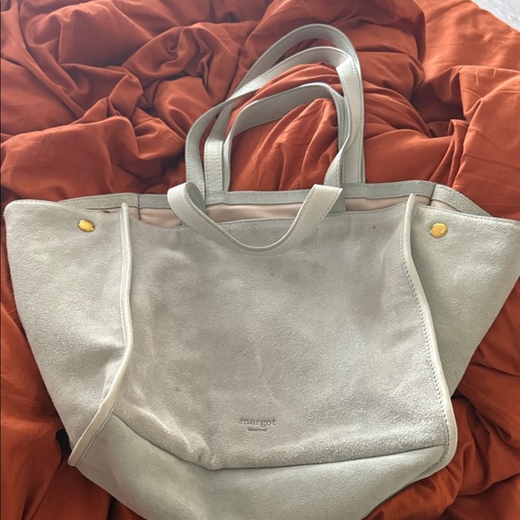 Margot New York | Bags | Margot Nyc Gray Suede Tote Bag | Poshmark